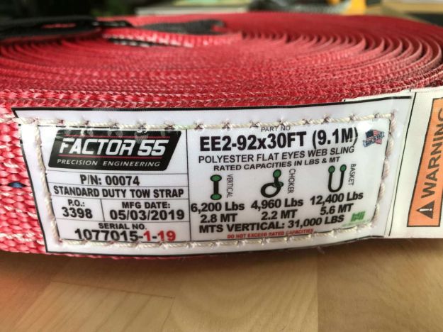 Standard Duty Tow Strap 30′ x 2″ – Factor55